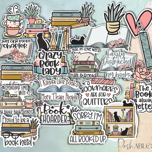 Book Lover Stickers Vinyl Stickers Book Stickers Die Cut - Etsy