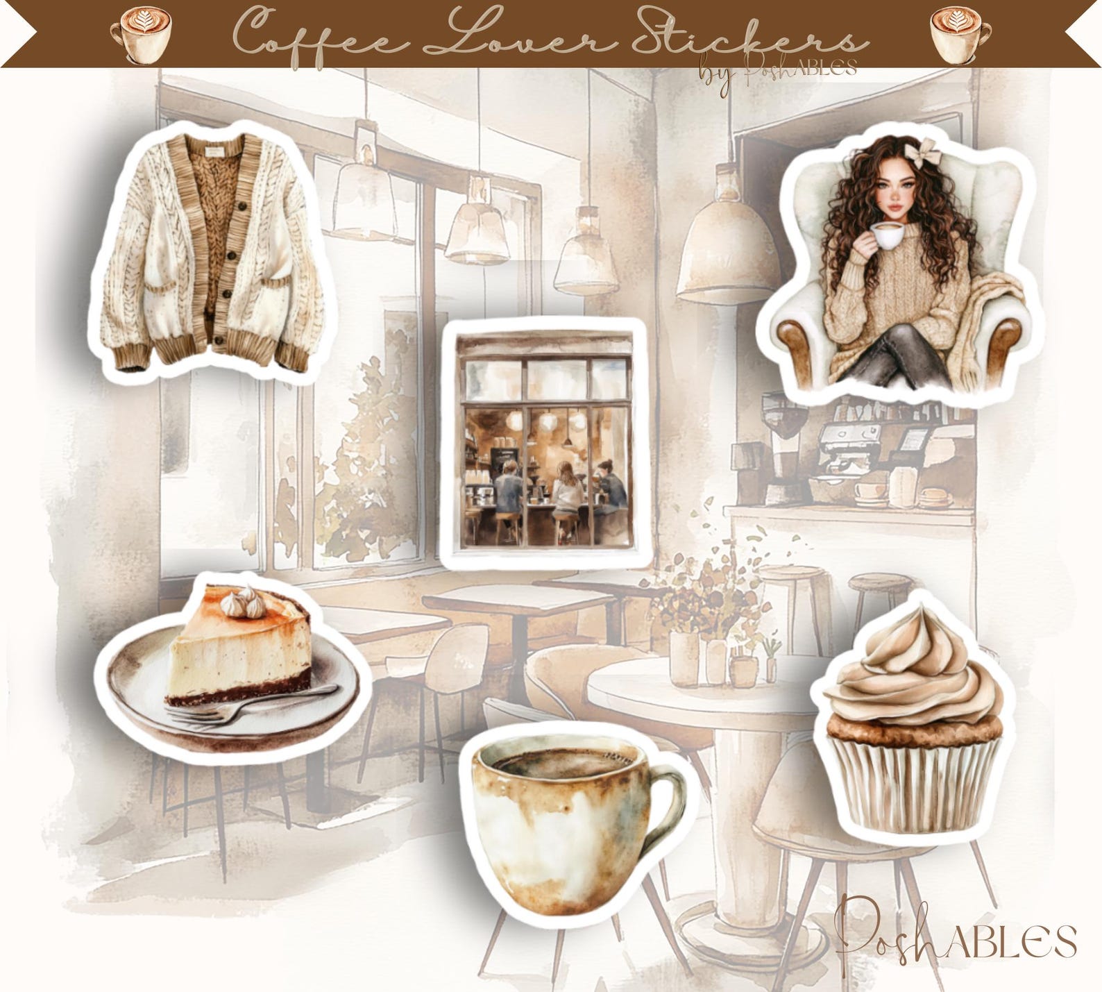 Coffee Lover Sticker Pack | Cozy Café and Coffee-themed Aesthetic ...