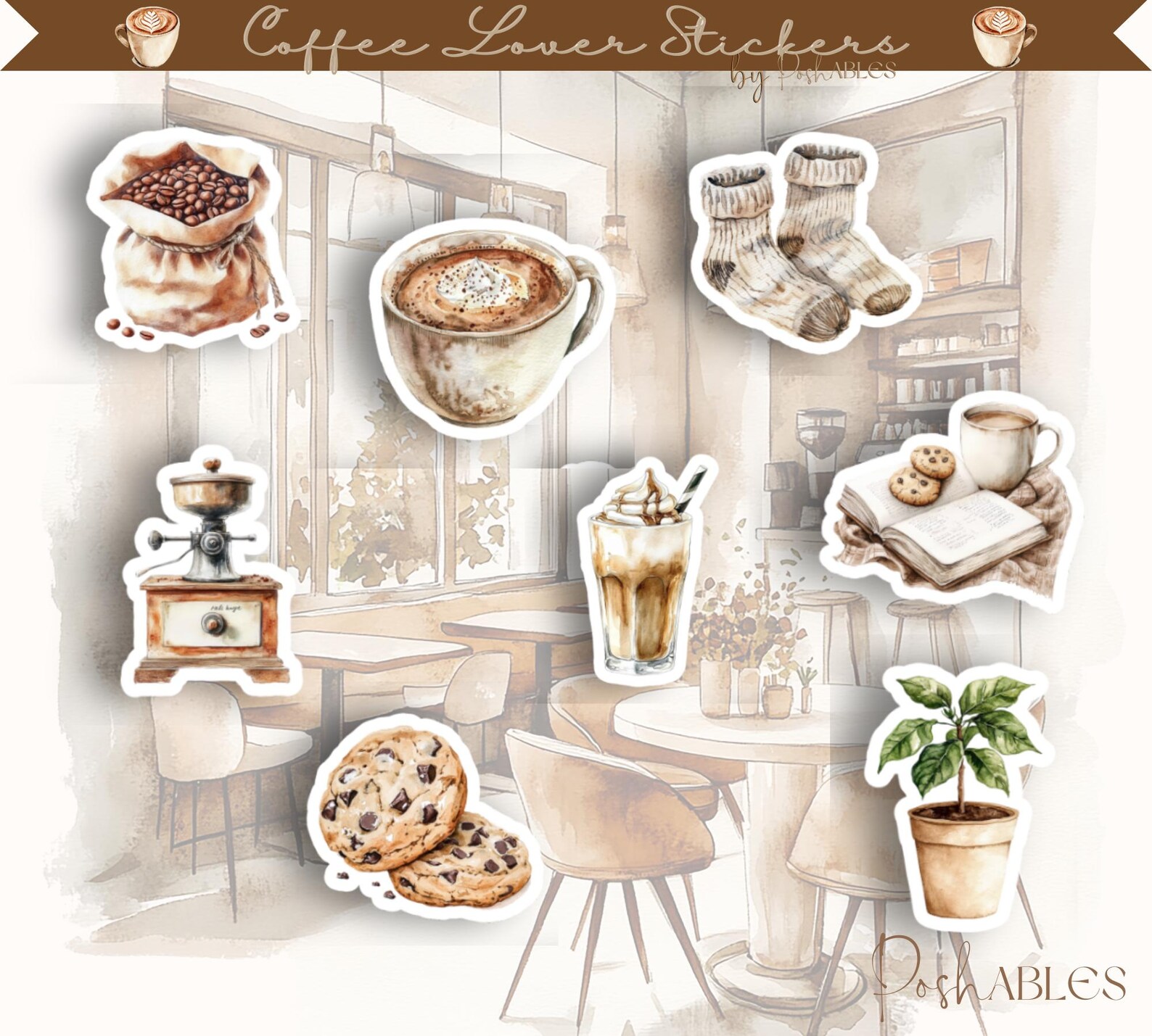 Coffee Lover Sticker Pack | Cozy Café and Coffee-themed Aesthetic ...