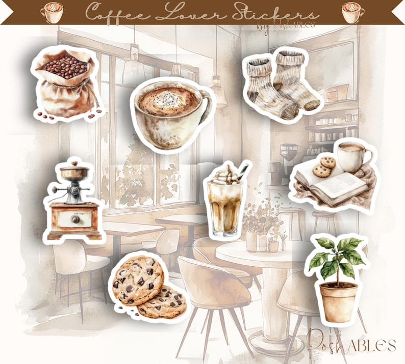 Coffee Lover Sticker Pack | Cozy Café and Coffee-themed Aesthetic ...