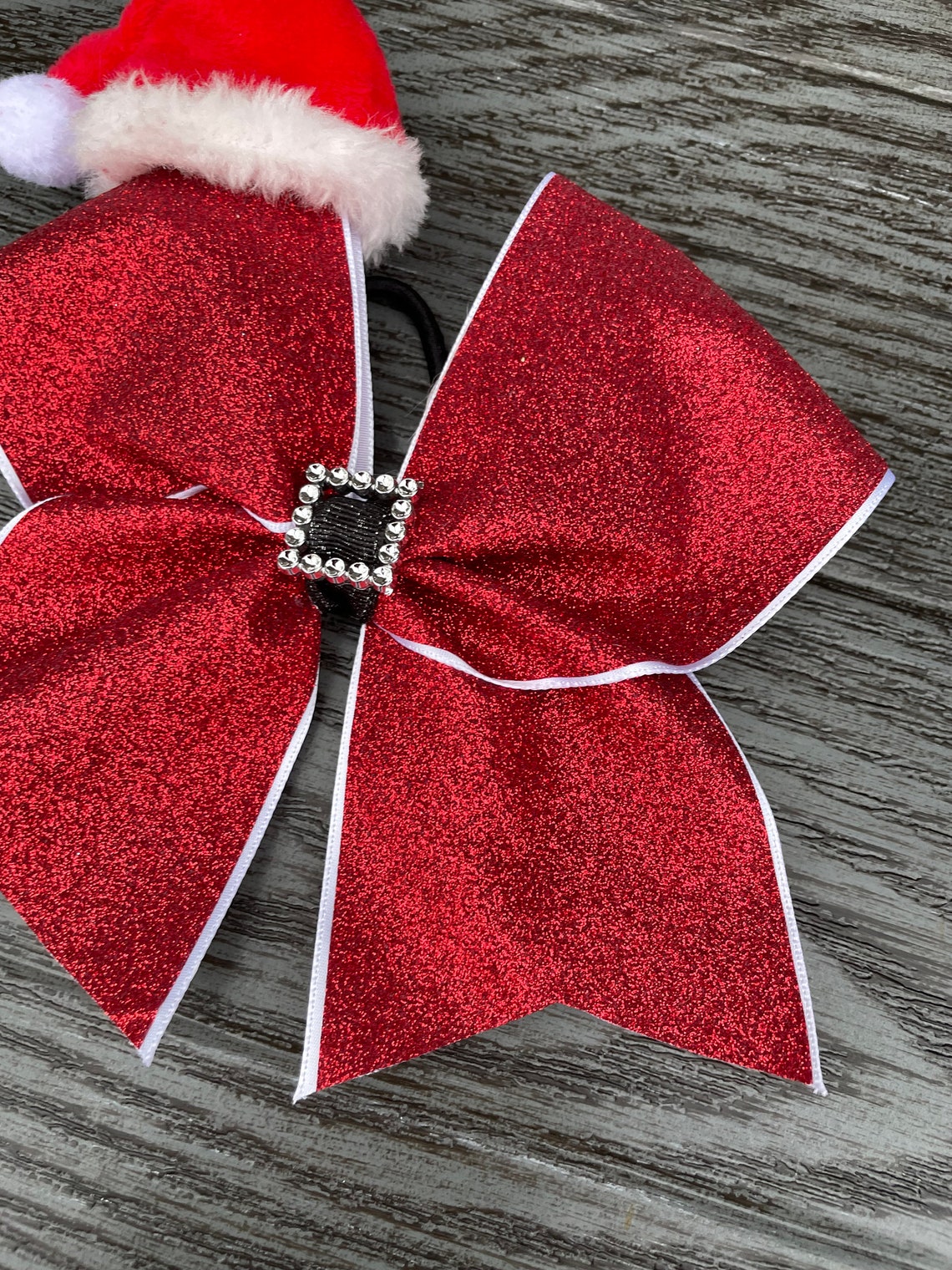 Red Sparkle Christmas Cheer Bow, Santa Hat Cheer Bow, Christmas Bow ...