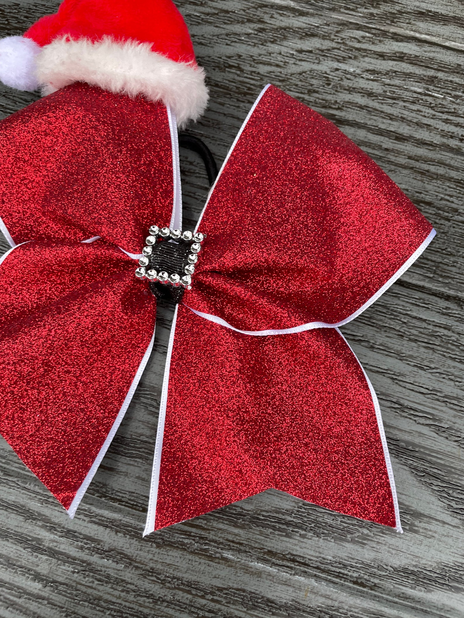 Red Sparkle Christmas Cheer Bow, Santa Hat Cheer Bow, Christmas Bow ...