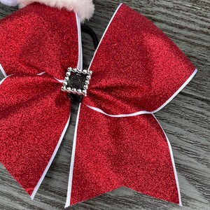 Red Sparkle Christmas Cheer Bow, Santa Hat Cheer Bow, Christmas Bow ...