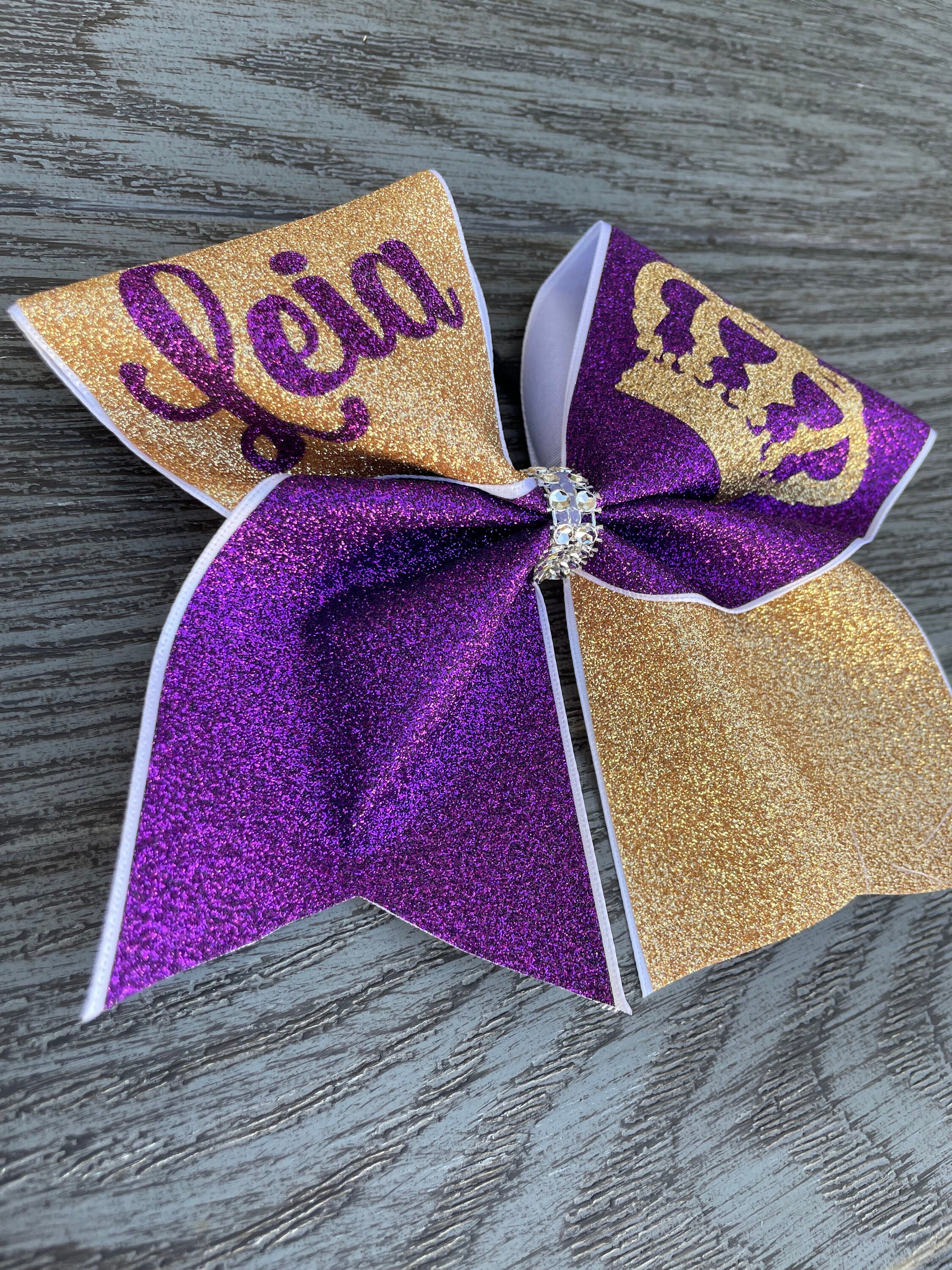 Cheerleader Bow, Glitter Cheer Bow, Tic Tok Bow, Purple Glitter, Gold ...