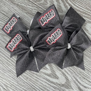 Navarro Black Glitter Cheer Bow, Rhinestone Bow, Grosgrain, Sideline ...