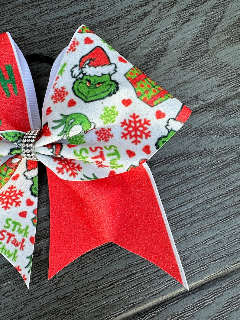 Grinch Cheer Bow, Christmas Bow, Cheerleader Bow, Grinchmas Bow ...