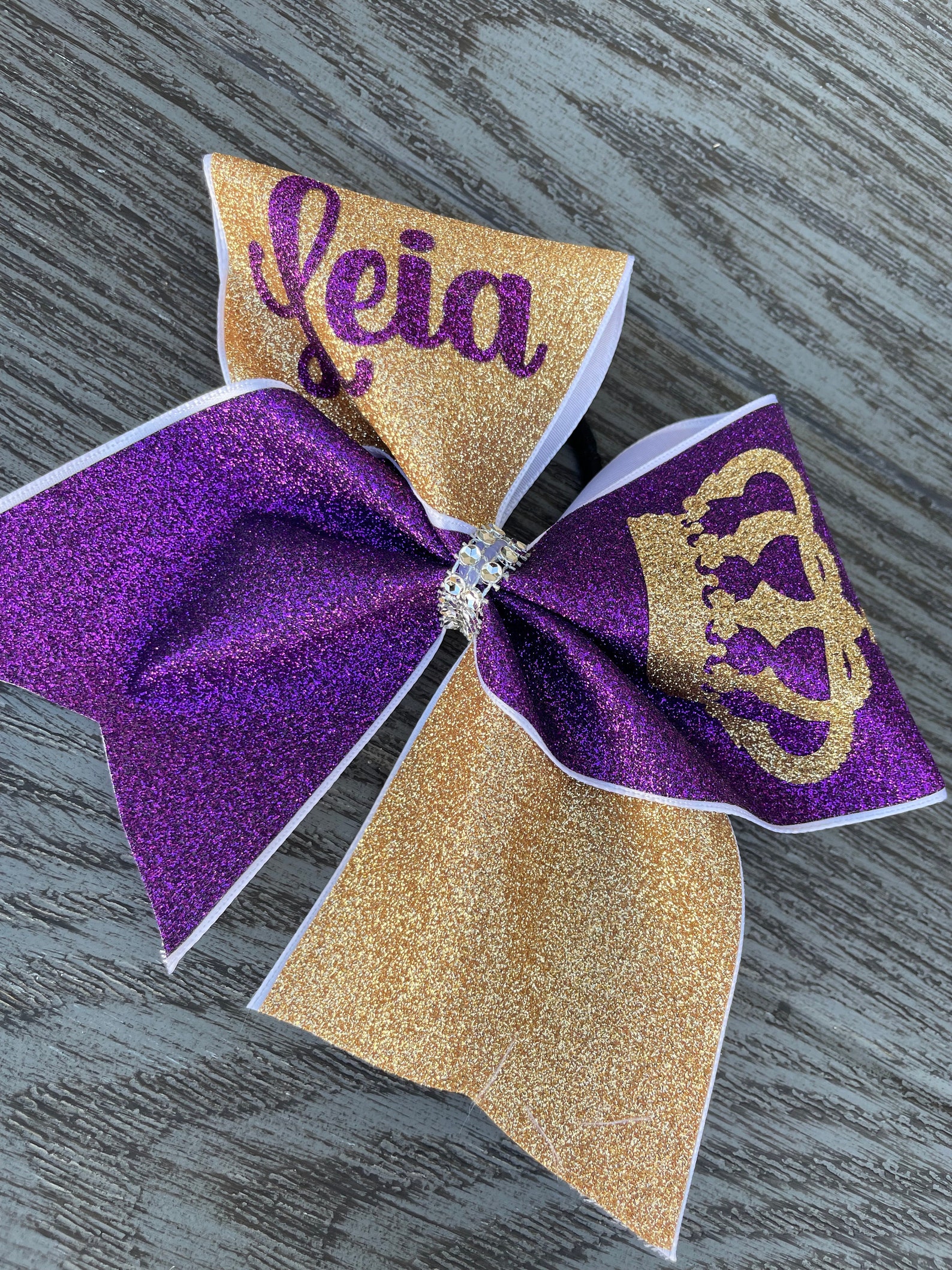 Cheerleader Bow, Glitter Cheer Bow, Tic Tok Bow, Purple Glitter, Gold ...