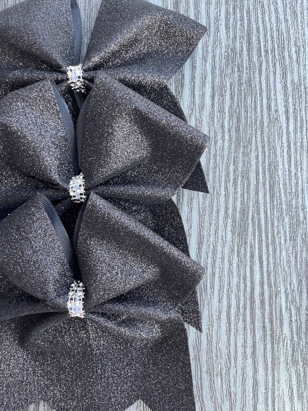 Black Glitter HTV Cheer Bow, Personalized Cheer Bow, Rhinestone Bow ...