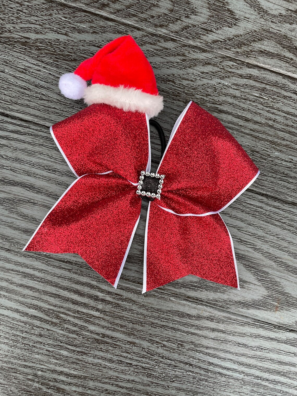 Red Sparkle Christmas Cheer Bow, Santa Hat Cheer Bow, Christmas Bow ...