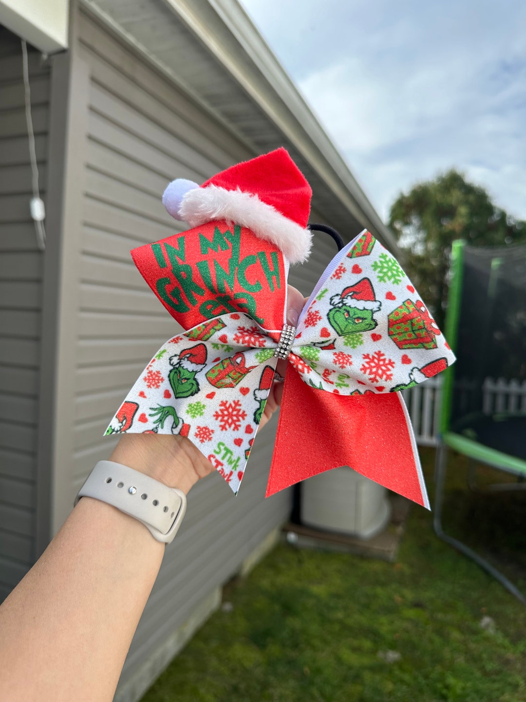 Grinch Cheer Bow, Christmas Bow, Cheerleader Bow, Grinchmas Bow ...