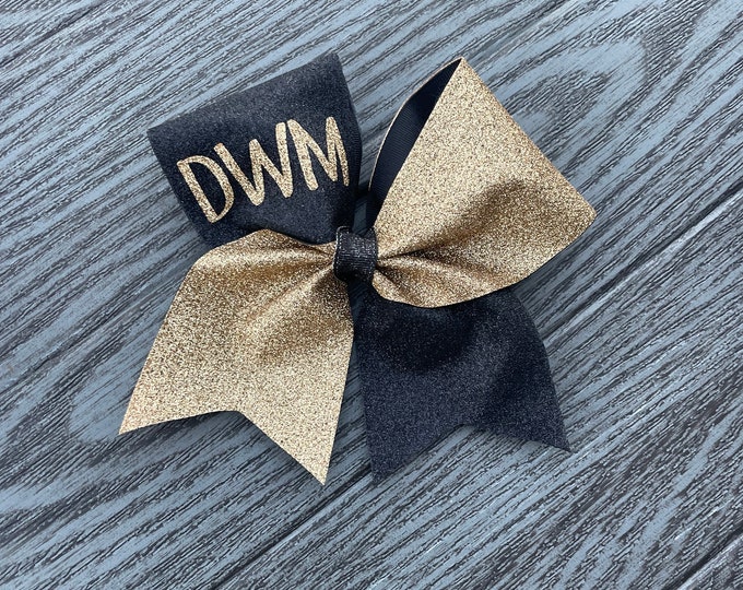 Black and Gold Glitter Cheer Bow, All Star Cheer, Competition Bow ...