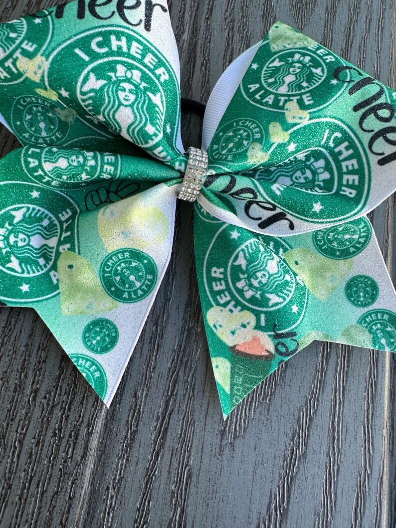 Starbucks Bow, Cheerleading Bow, Allstar Cheer Bow, I Cheer a Latte Bow ...