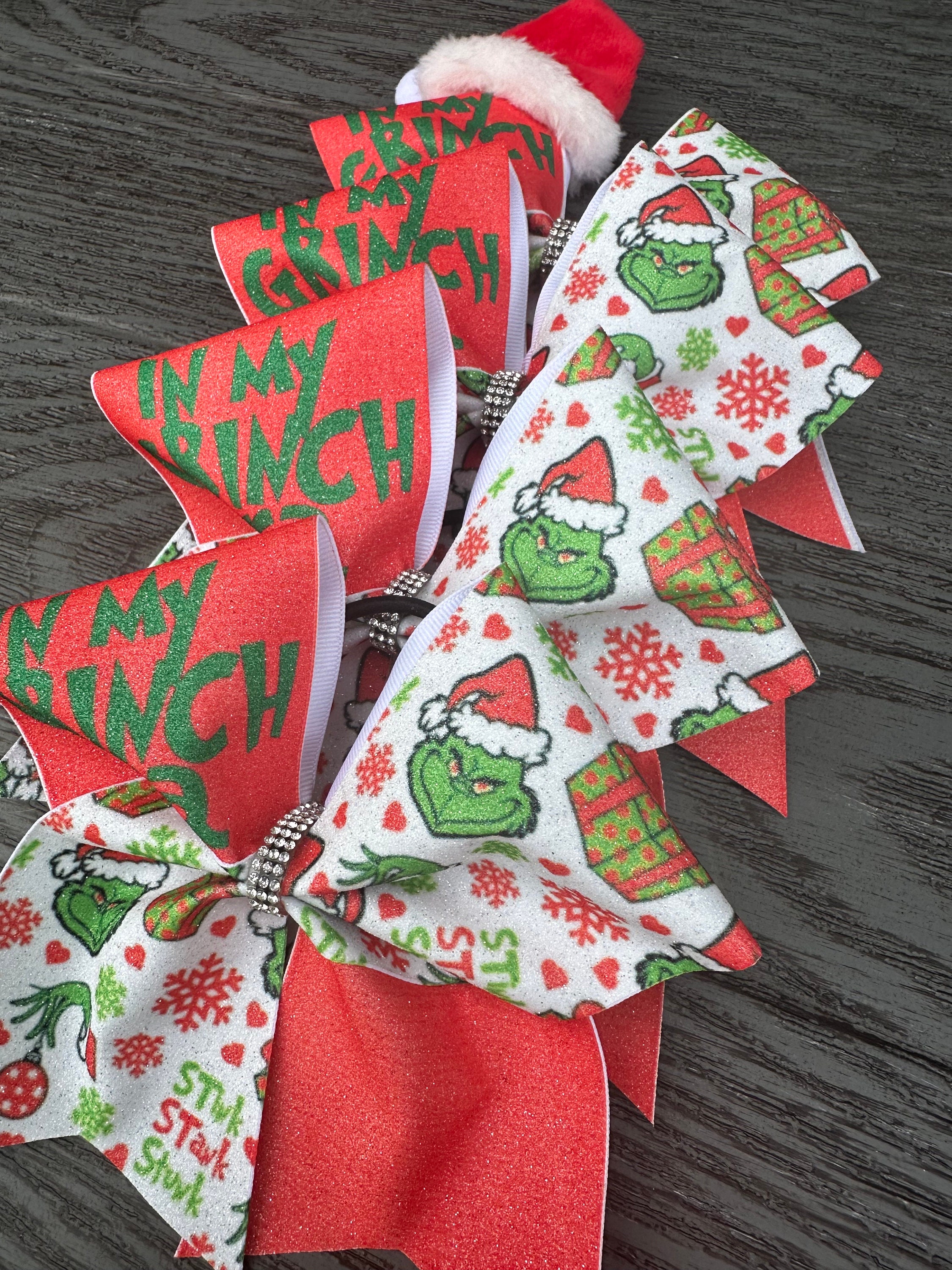 Grinch Cheer Bow, Christmas Bow, Cheerleader Bow, Grinchmas Bow ...
