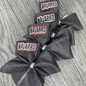 Navarro Black Glitter Cheer Bow, Rhinestone Bow, Grosgrain, Sideline ...