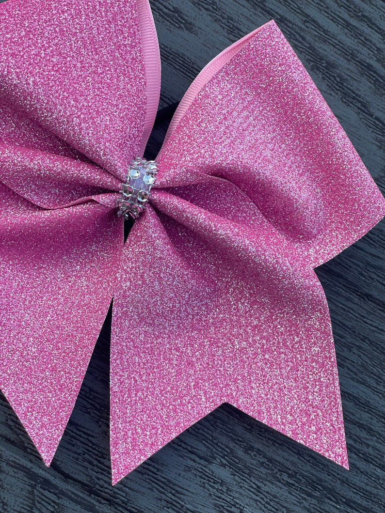 Glitter Pink Cheer Bow, Rhinestone Cheer Bow, Cheerleader Gift, Gameday ...