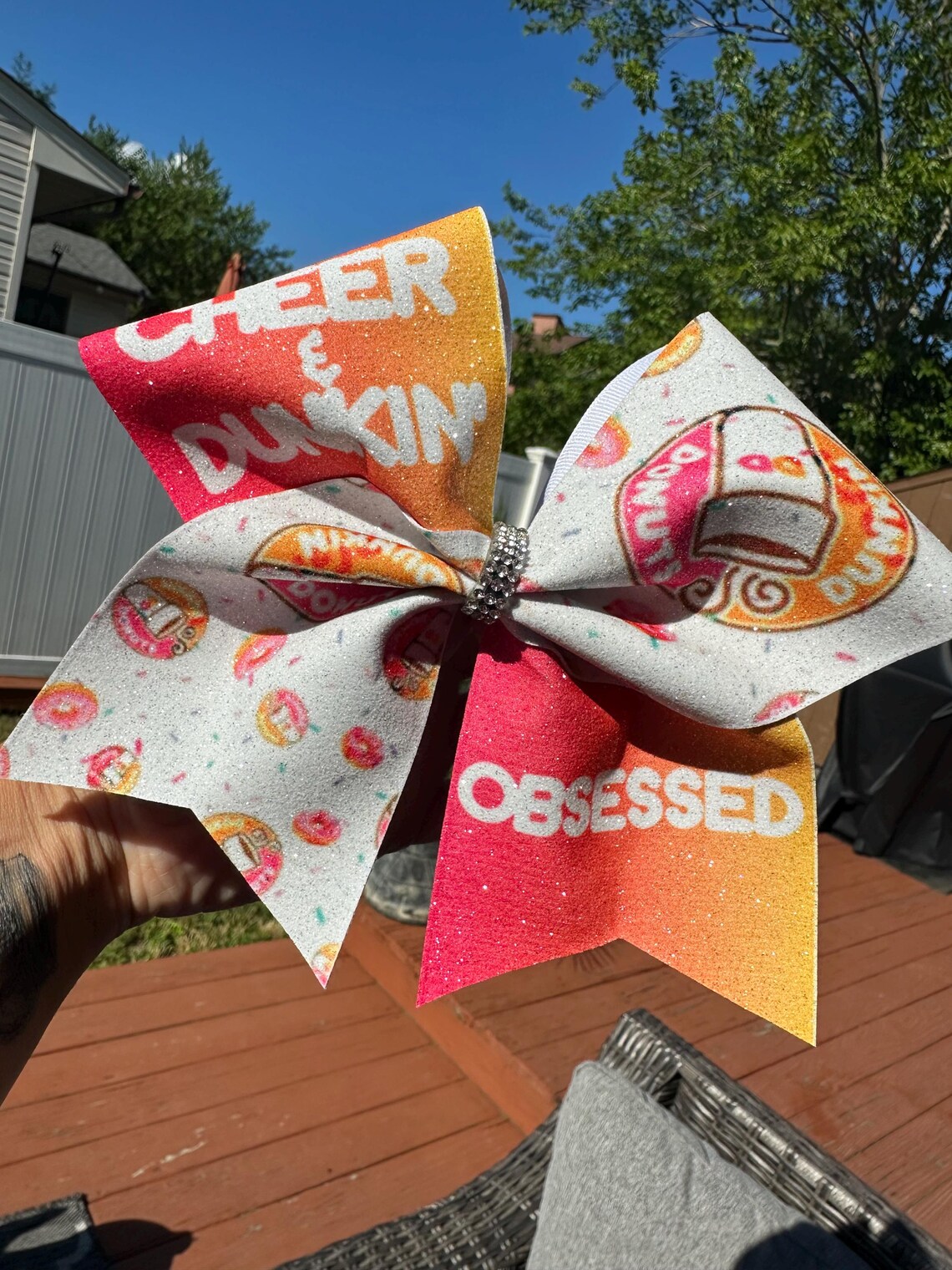 Dunkin Cheer Bow, Cheerleaders Run on Dunkin Bow, Dunkin Donuts Bow ...