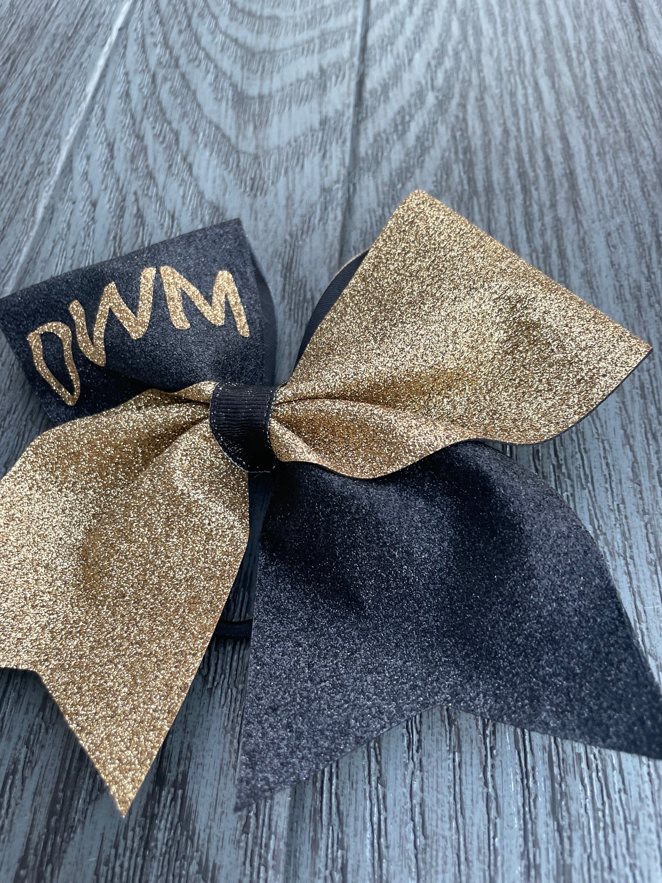 Black and Gold Glitter Cheer Bow, All Star Cheer, Competition Bow ...