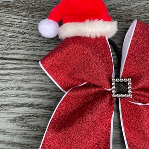 Red Sparkle Christmas Cheer Bow, Santa Hat Cheer Bow, Christmas Bow ...