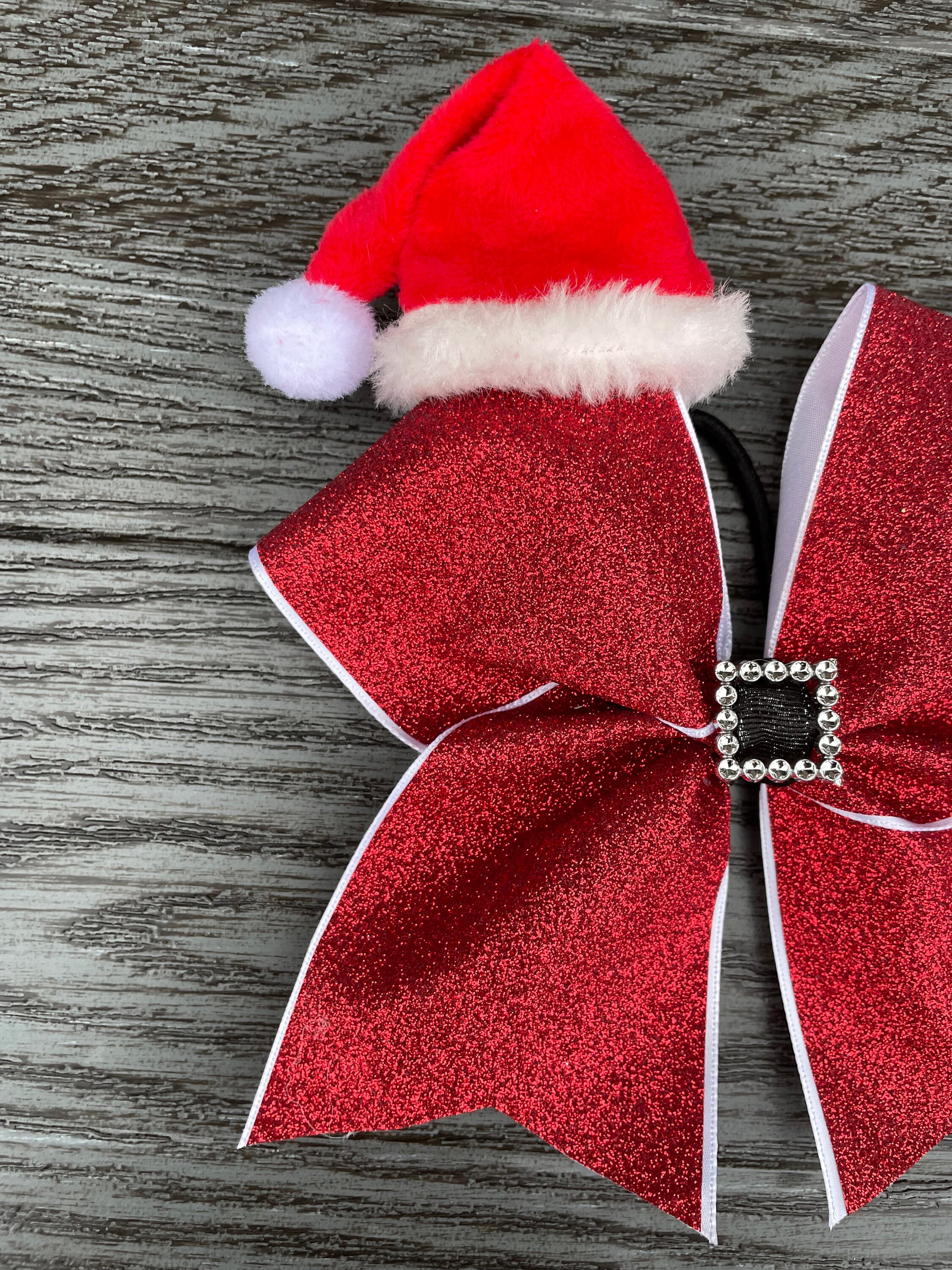 Red Sparkle Christmas Cheer Bow, Santa Hat Cheer Bow, Christmas Bow ...