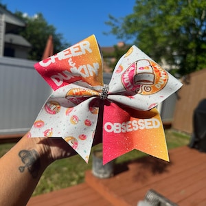 Dunkin Cheer Bow, Cheerleaders Run on Dunkin Bow, Dunkin Donuts Bow ...