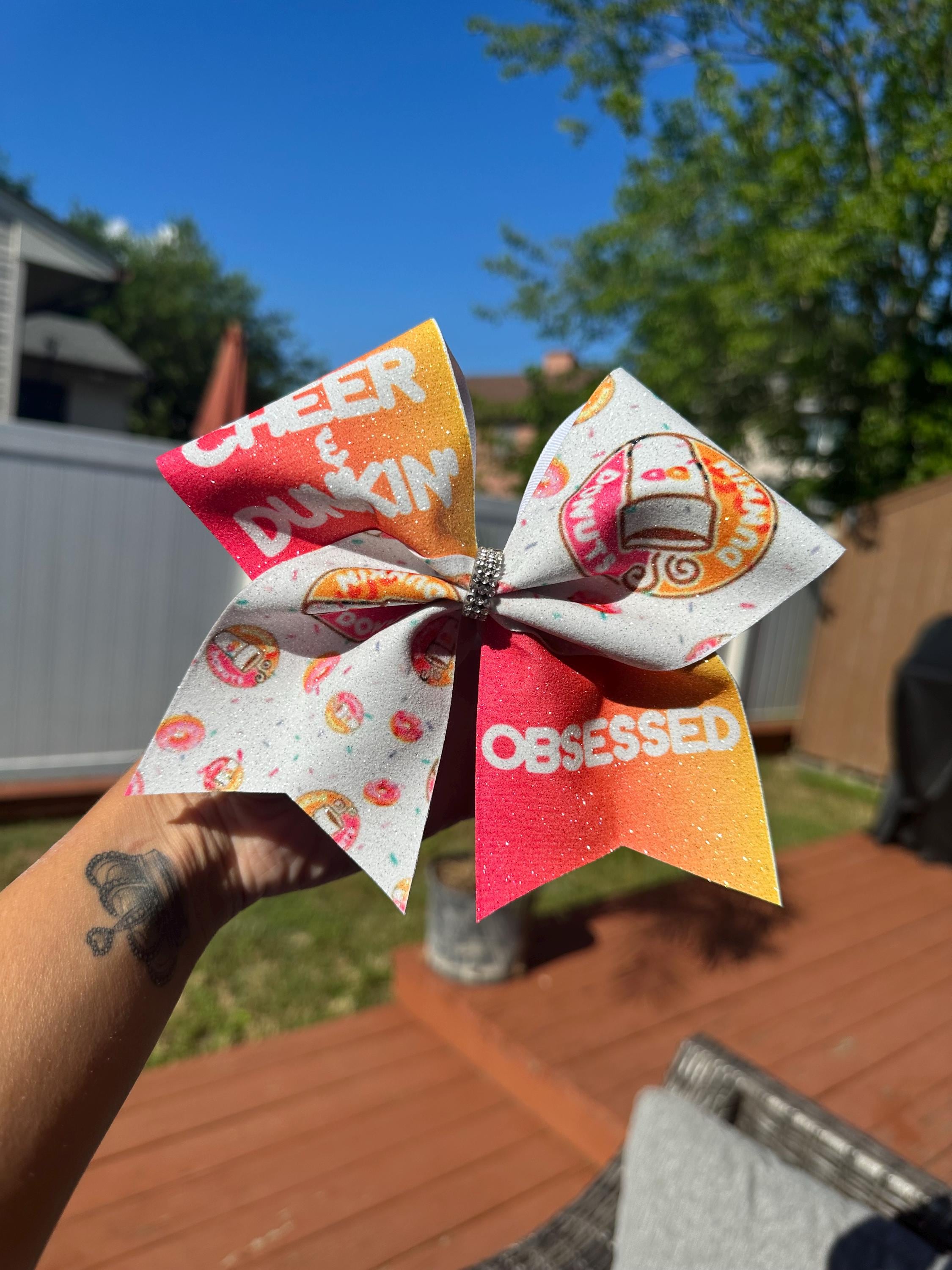 Dunkin Cheer Bow, Cheerleaders Run on Dunkin Bow, Dunkin Donuts Bow ...