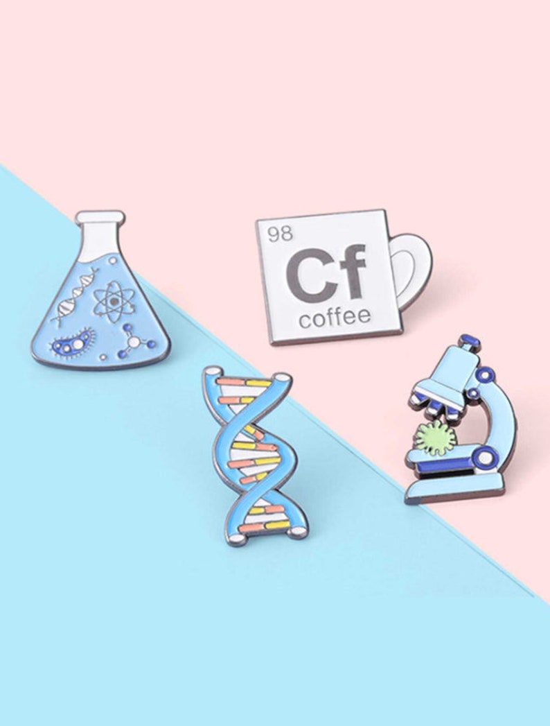Beaker Microscope Gene Chain Enamel Pins Custom Scientific Brooch Lapel ...