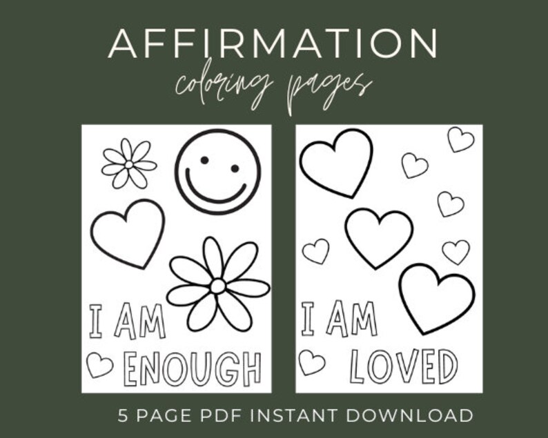 Affirmation Coloring Page - Etsy
