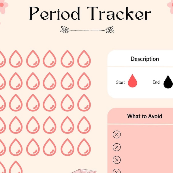 Period Tracker PDF Template - Etsy
