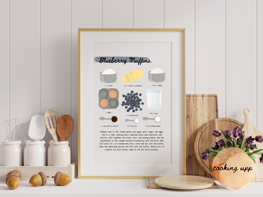 Blueberry Muffins Illustrated Recipe - Instant Download - Printable ...