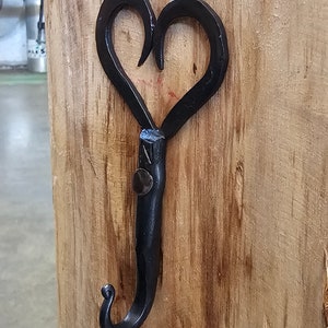 Blacksmith Hand Forged Heart Hook | Coat Hook | Cable Hook | Towel Hook ...