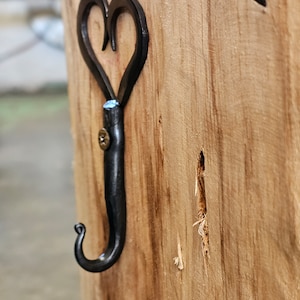 Blacksmith Hand Forged Heart Hook | Coat Hook | Cable Hook | Towel Hook ...