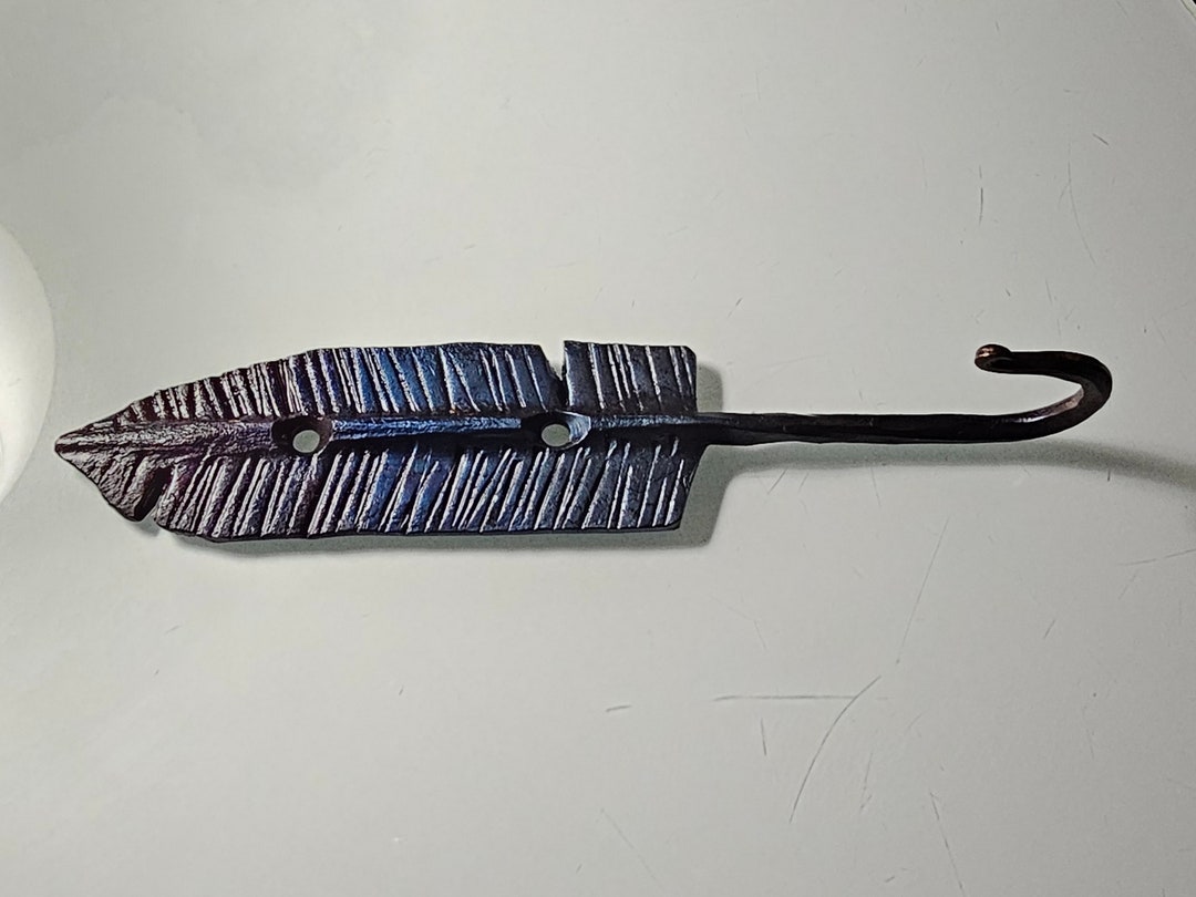 Feather Hook | Blacksmith Hand Forged | Medium Sized Iron Hook ...