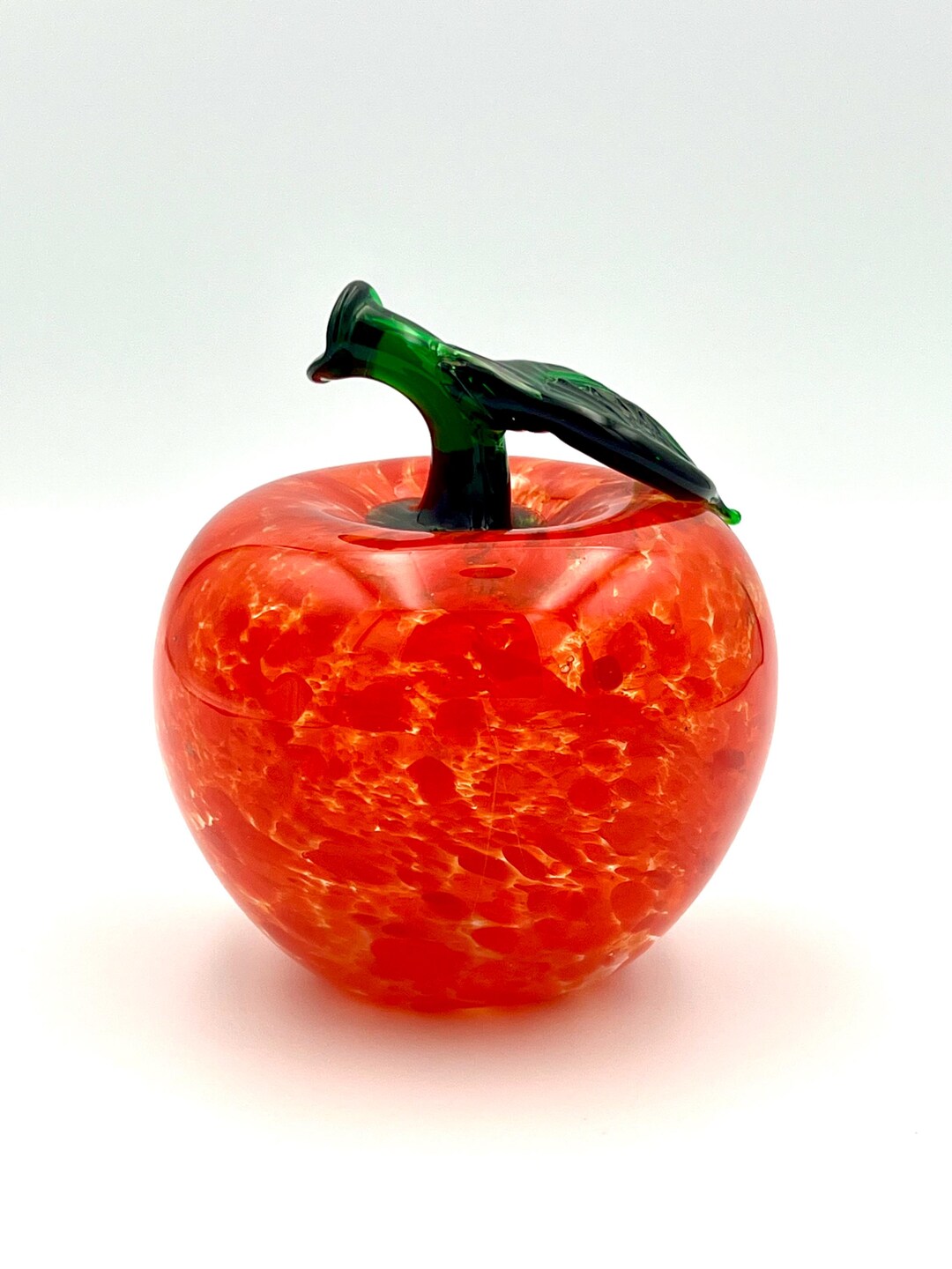 Vintage Handblown Red & Amber Mottled Art Glass Apple - Etsy