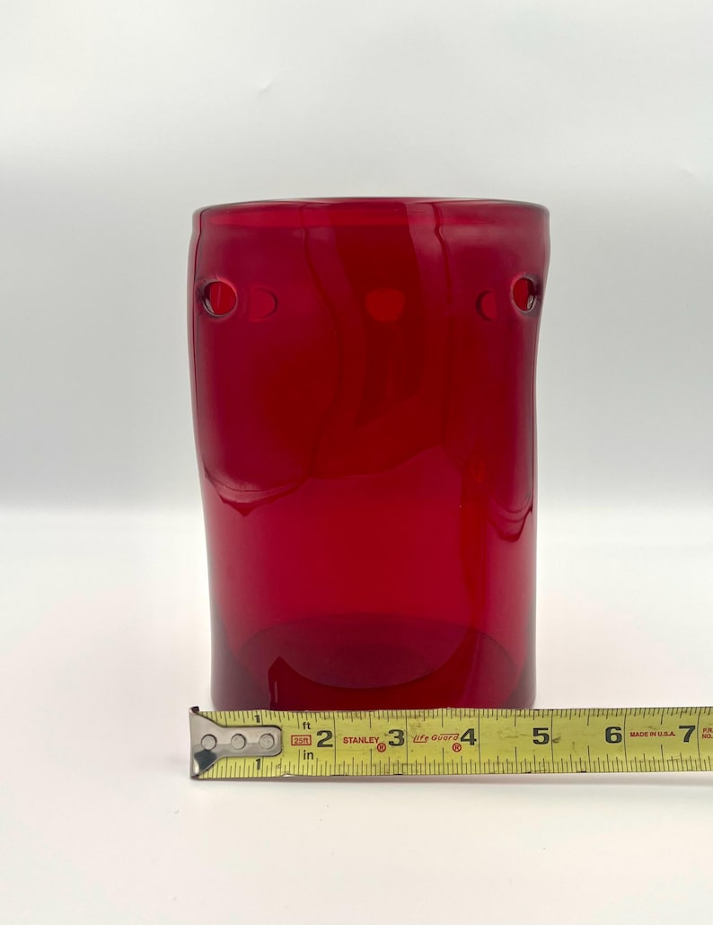 Handblown Cranberry Red Art Glass Vessel | Modern Studio Glass Vase or ...