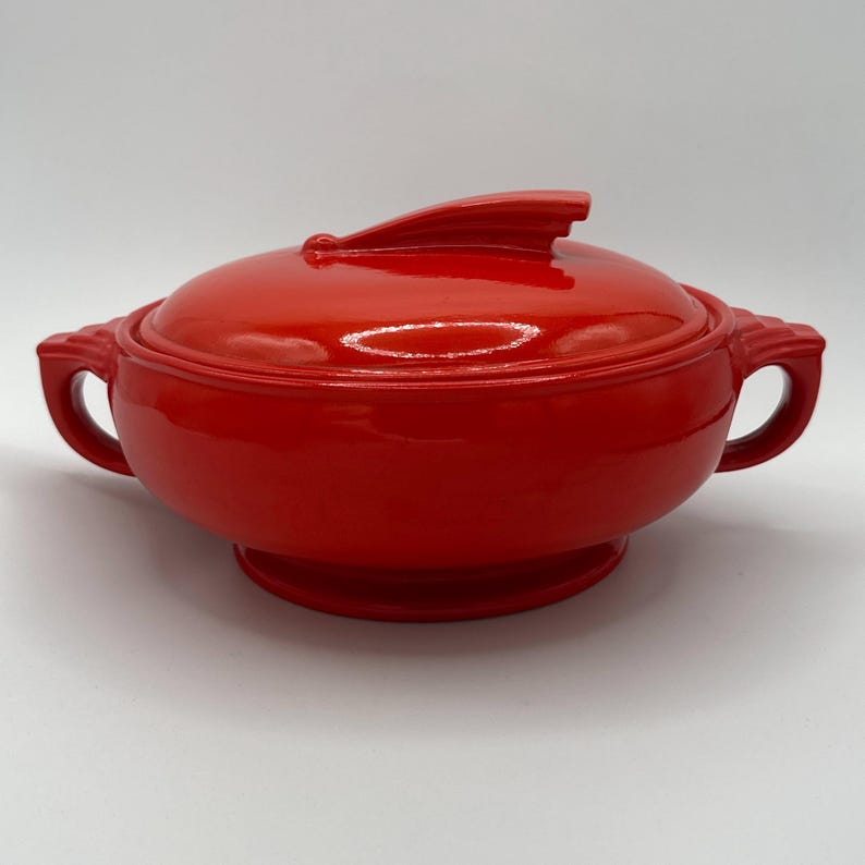 Bright Red Casserole W/ Lid by Hall Superior China • Art Deco • VTG ...