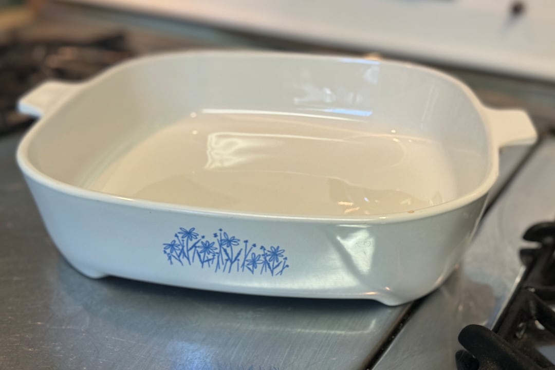 10” / 22cm Made for Sears Blue Flowers Square Microwave Browning Dish ...