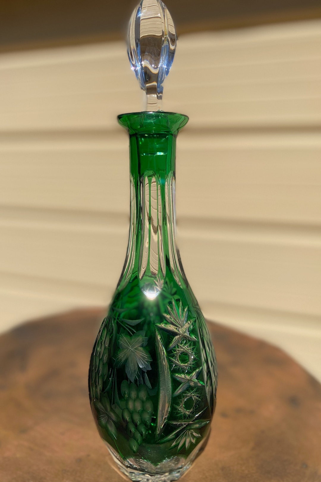 Traube by Nachmann: Diamond Cut LEAD CRYSTAL 16" Decanter, Emerald ...