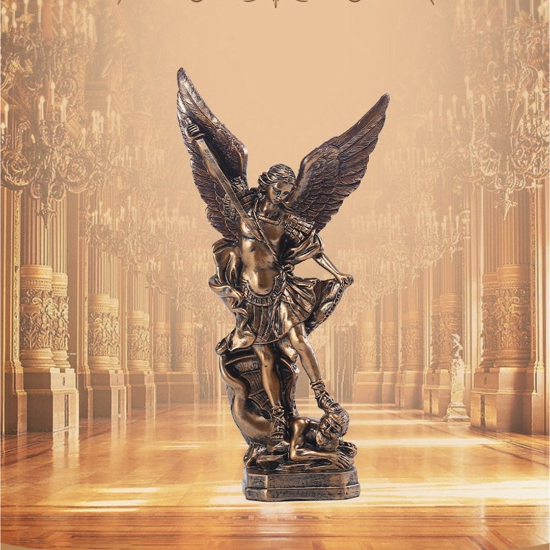 12 Inch Archangel Michael Slaying Demon Statue Collectible - Etsy
