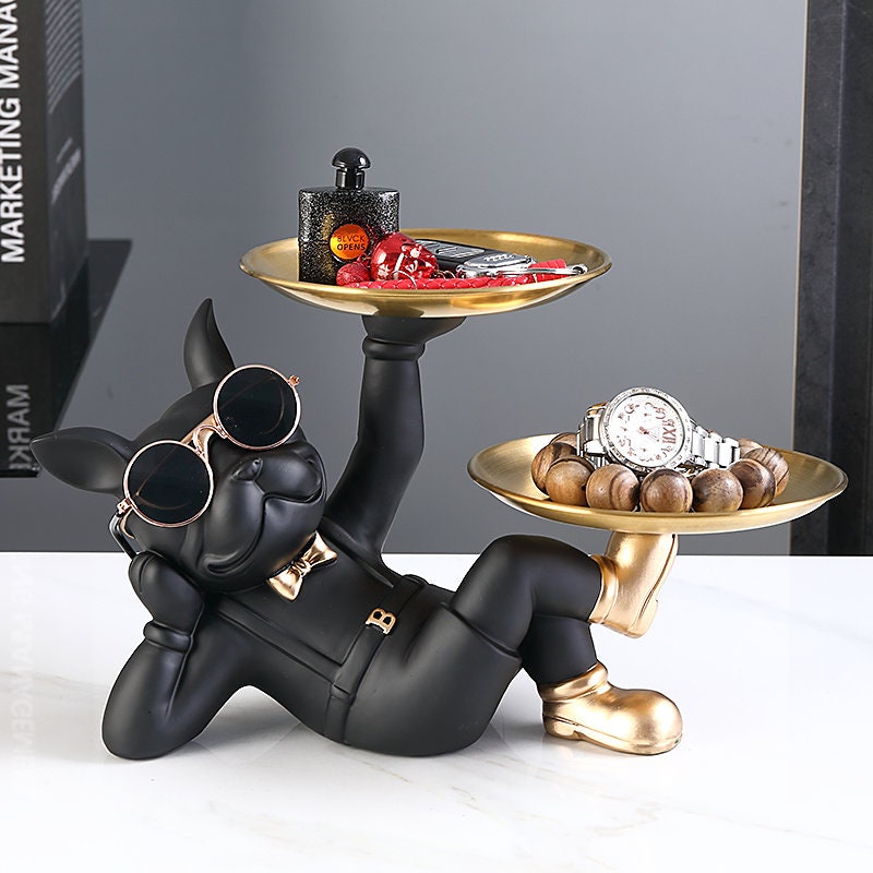Animal Resin Sculpture Dog Butler Statue Home Decor French Bulldog With ...