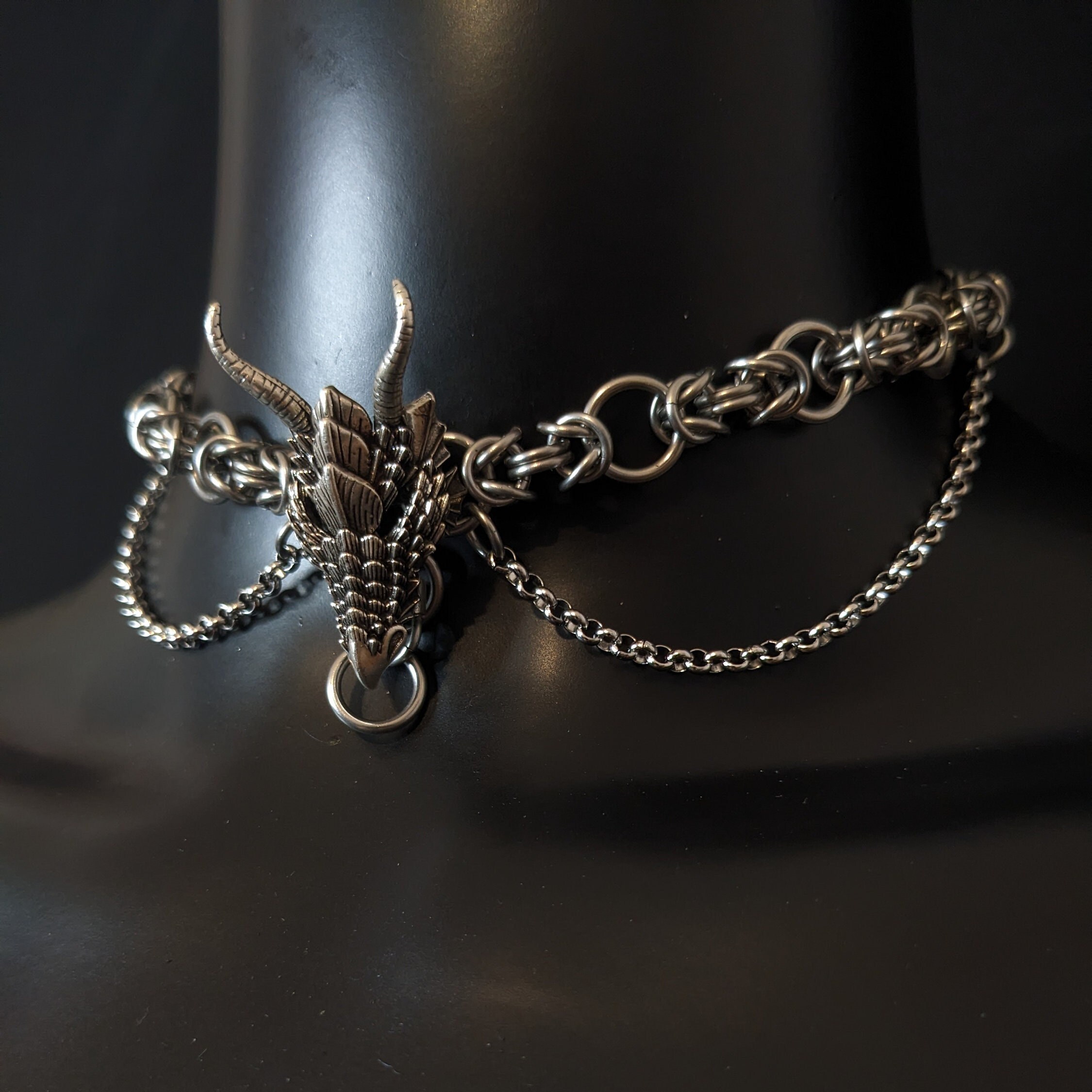 Dragon Head Chainmaille Choker - Etsy