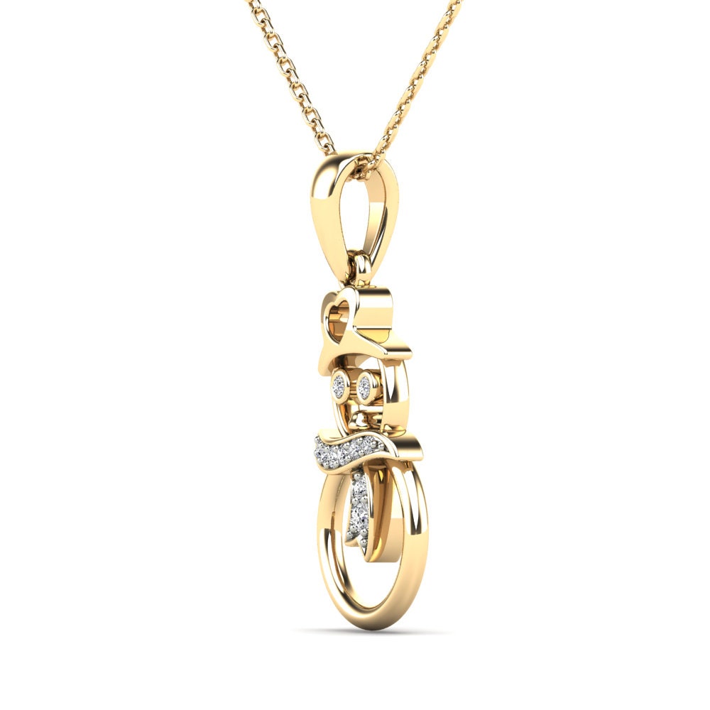 AAAMARK 10K Gold TDW Diamond Accent Snowman Pendant Necklace (H-I, I1 ...