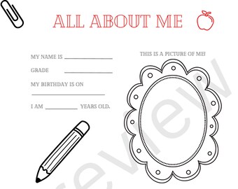 ALL ABOUT ME Flashcard - Etsy