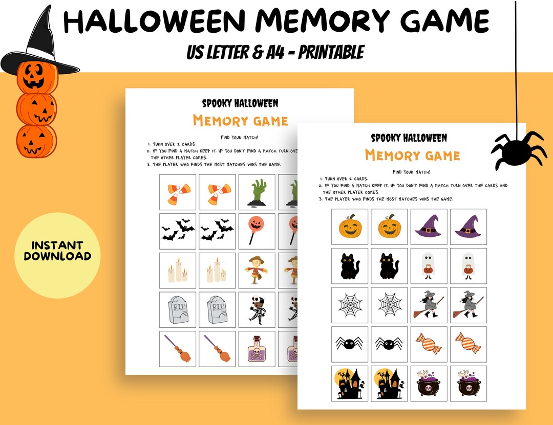 Printable Halloween Memory Game - Etsy