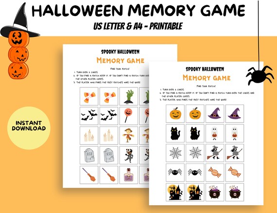 Printable Halloween Memory Game Halloween Matching Game - Etsy