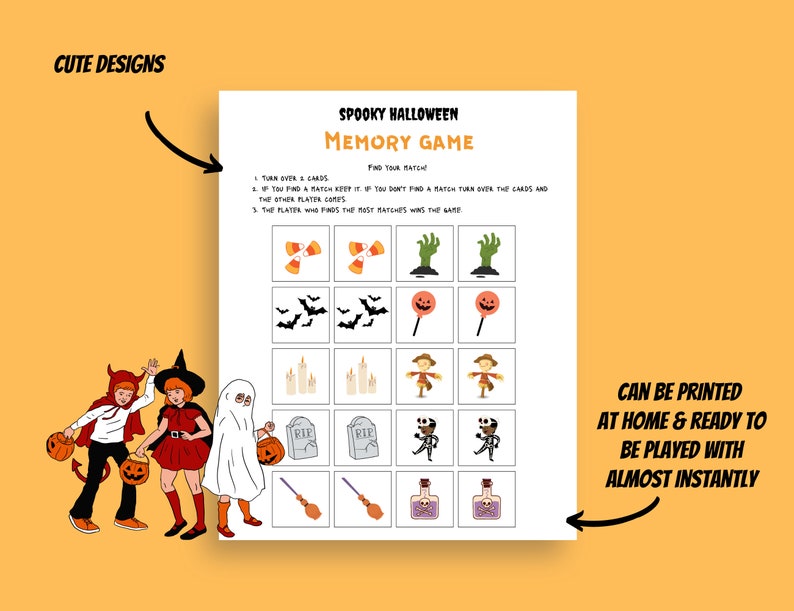 Printable Halloween Memory Game - Etsy