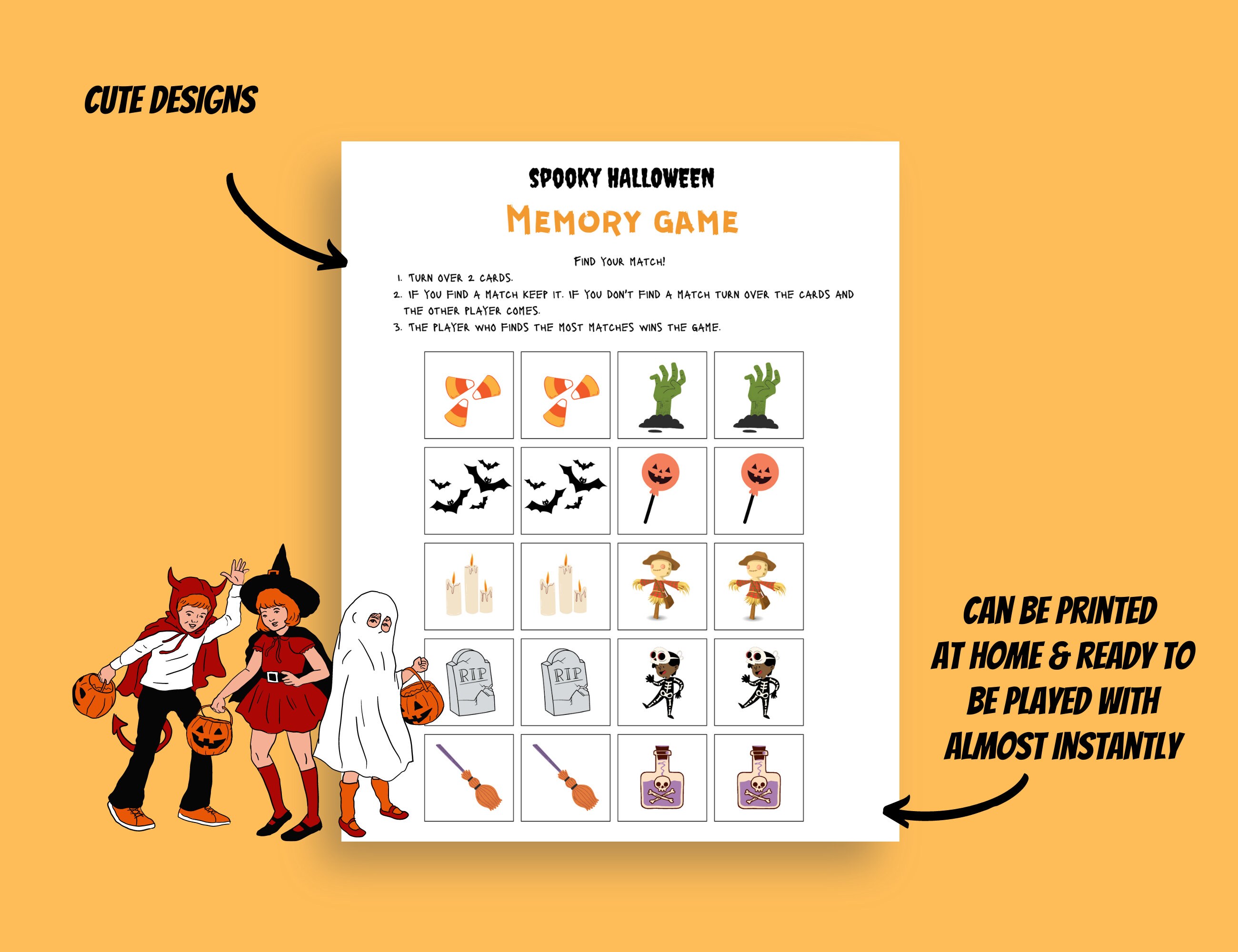 Printable Halloween Memory Game - Etsy