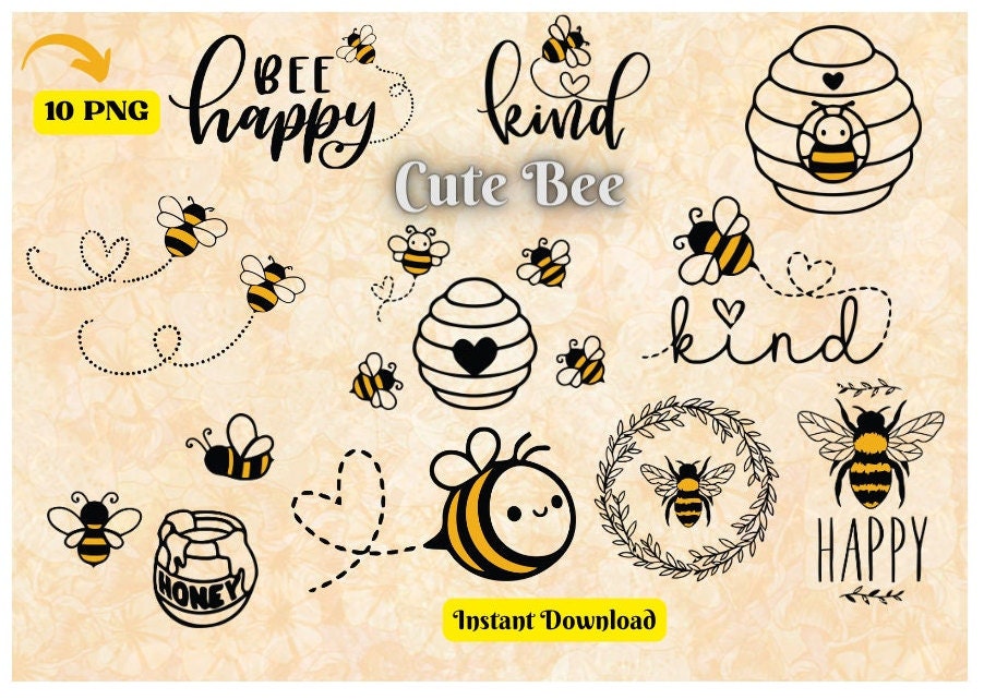 Cute Bee Clipart PNG - Etsy