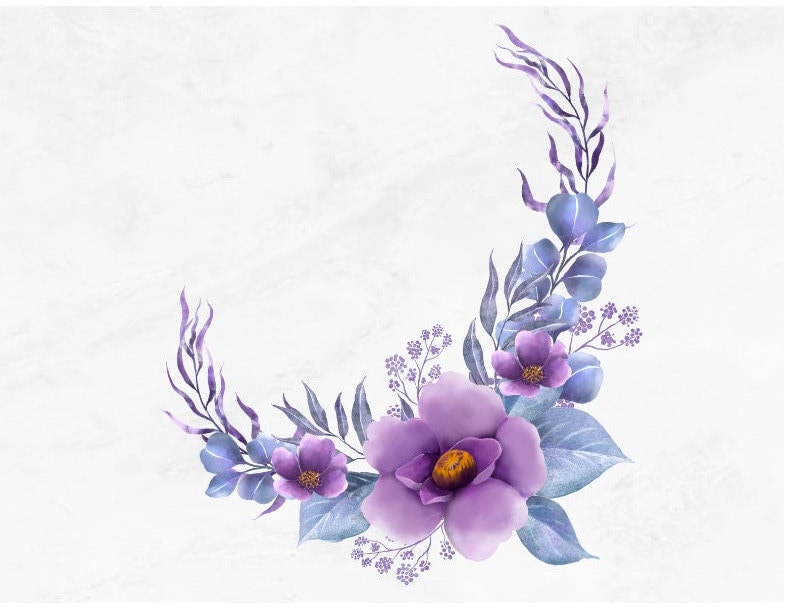 Watercolor Purple Flowers Clipart Png - Etsy