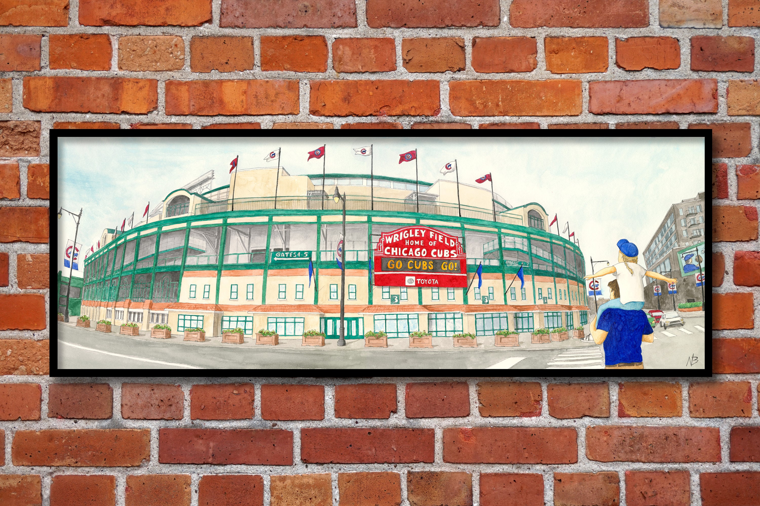 Watercolor Print of Wrigley Field - Etsy