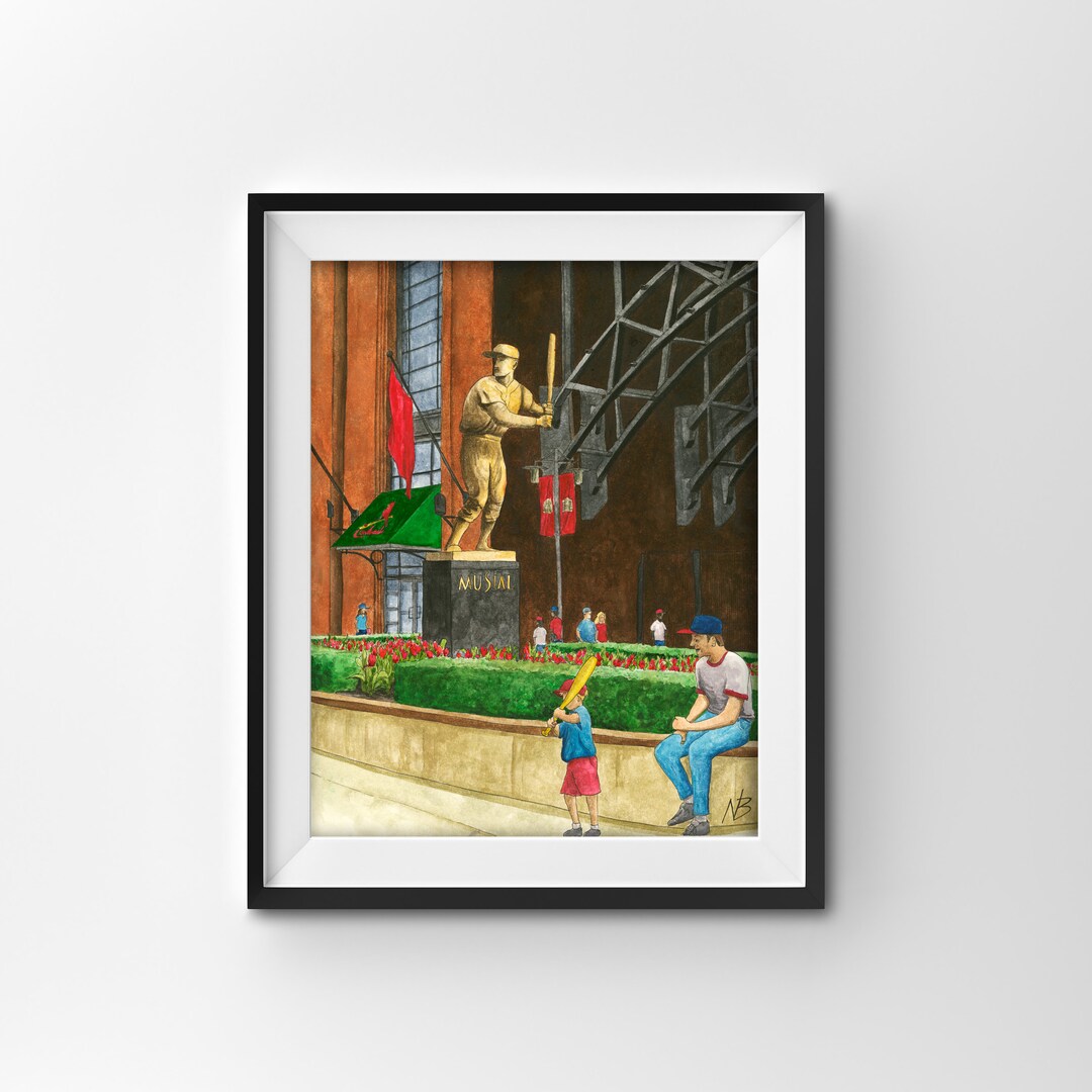 Watercolor Art Print of Musial Statue Outside Busch Stadium "meet Me at ...